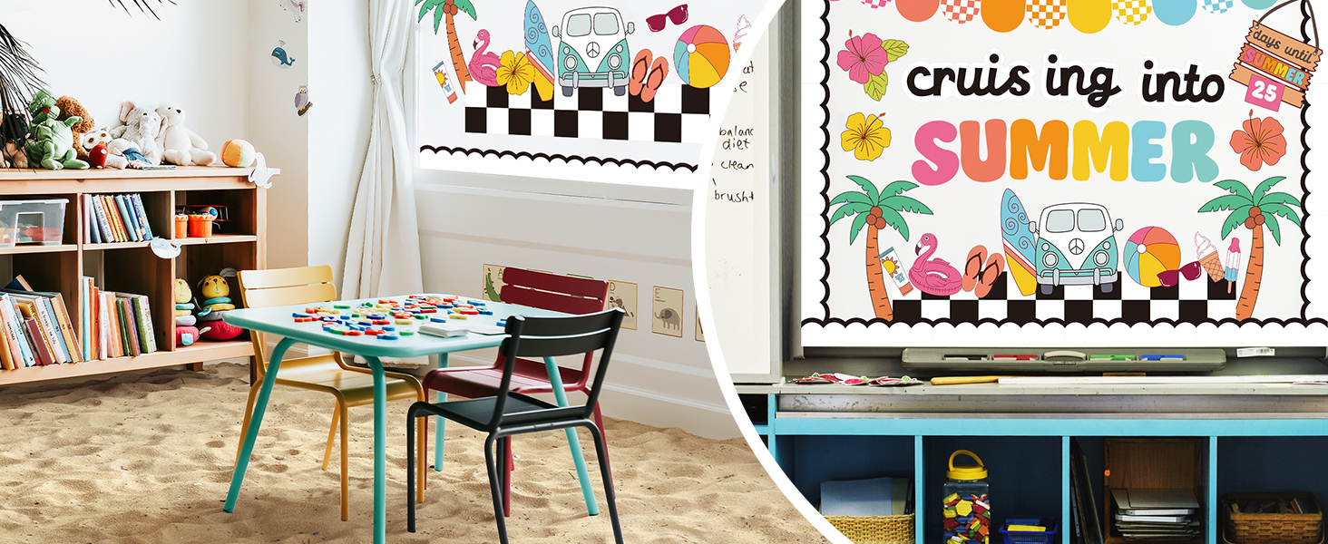 Amazon.com: JarThenaAMCS 78Pcs Retro Summer Beach Bulletin Board Decor ...