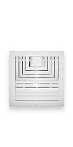 MAIER INTERNACIONAL 12"x 12" Vent Cover | 3-Way Supply Grille with Flow Control Aluminum Square ...