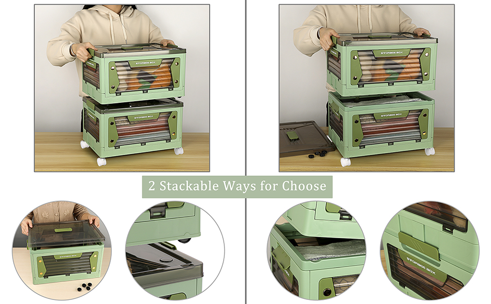 Amazon.com - BTSKY 2 Pack Plastic 4 Doors Collapsible Storage Bins with ...