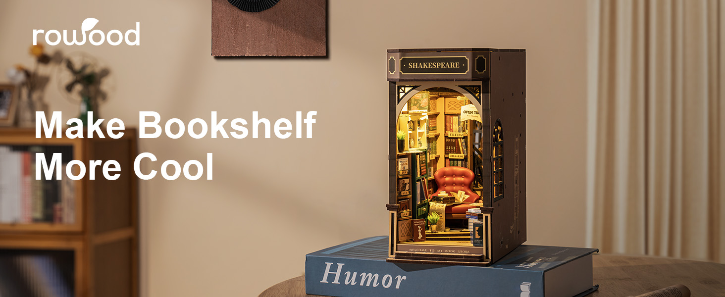 Amazon.com: Rowood Book Nook,DIY Book Nook Kits for Adults,3D Wooden Puzzle Bookend Miniature ...