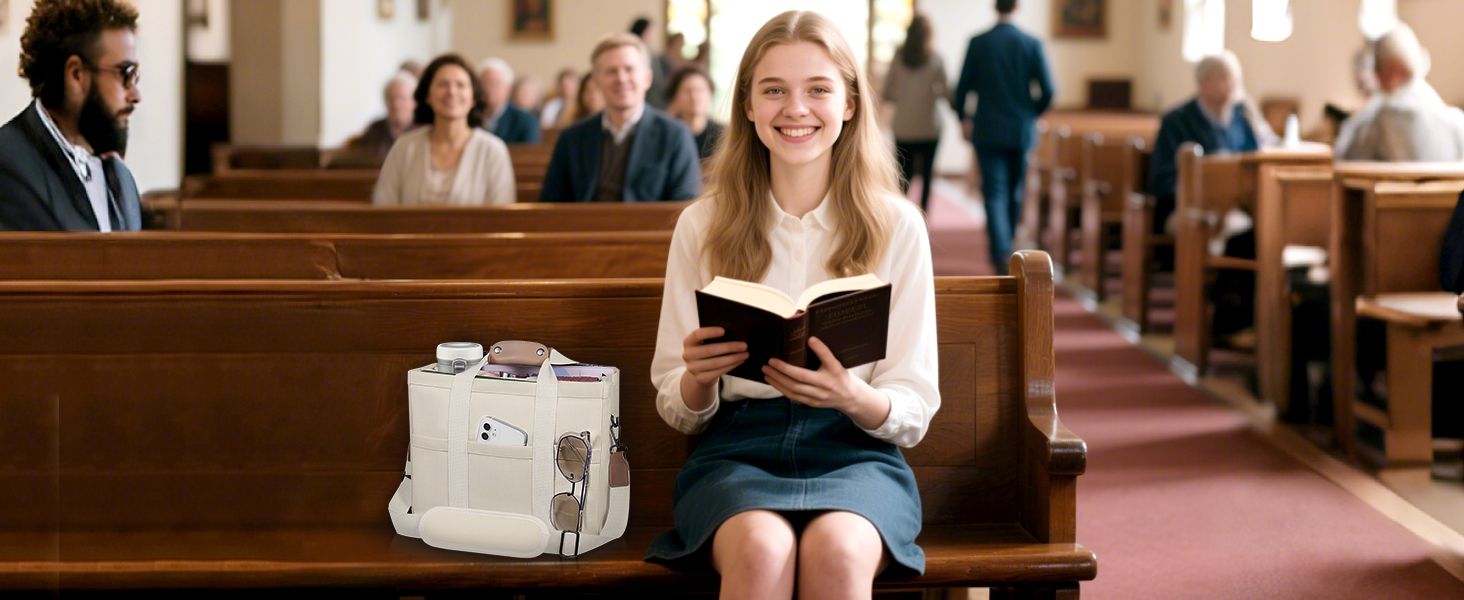 Amazon.com: Canvas Tote Bag with Multi Pockets Crossbody Tote Bag for Women Bible Handbag ...