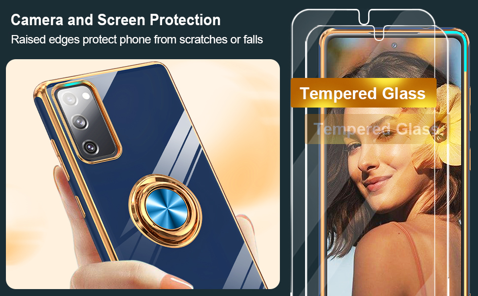 Amazon.com: LeYi for Galaxy S20-FE-5G Case: with Screen Protector [2 Pack], 360° Rotatable Ring ...