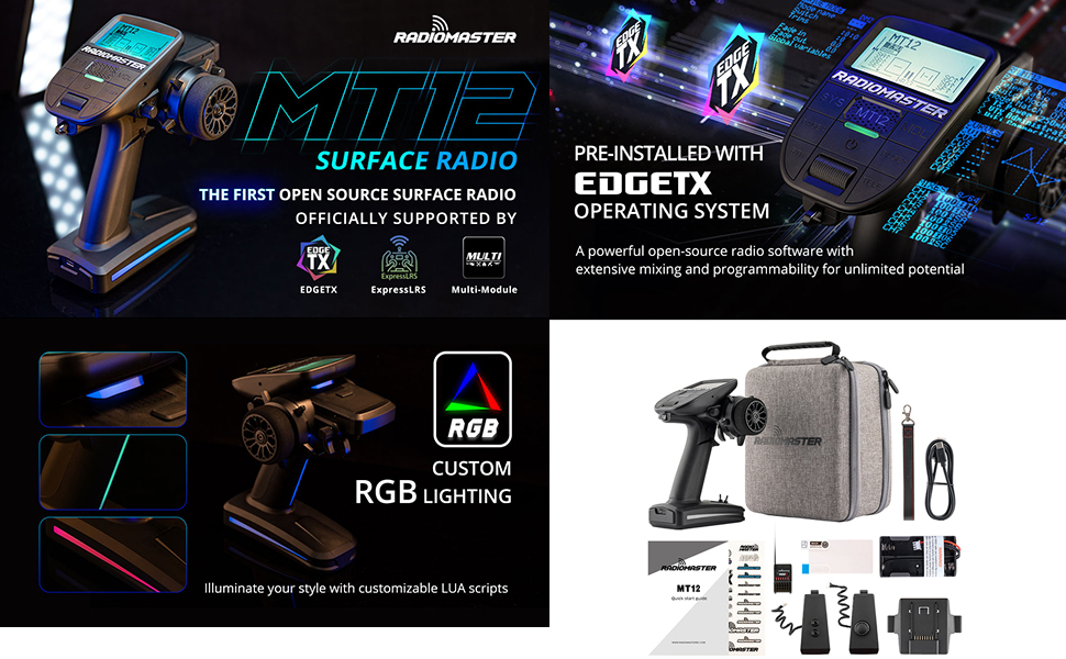Amazon.com: Radiomaster MT12 2.4G ExpressLRS / 4 en 1 Multiprotocol Surface Radio Controller ...