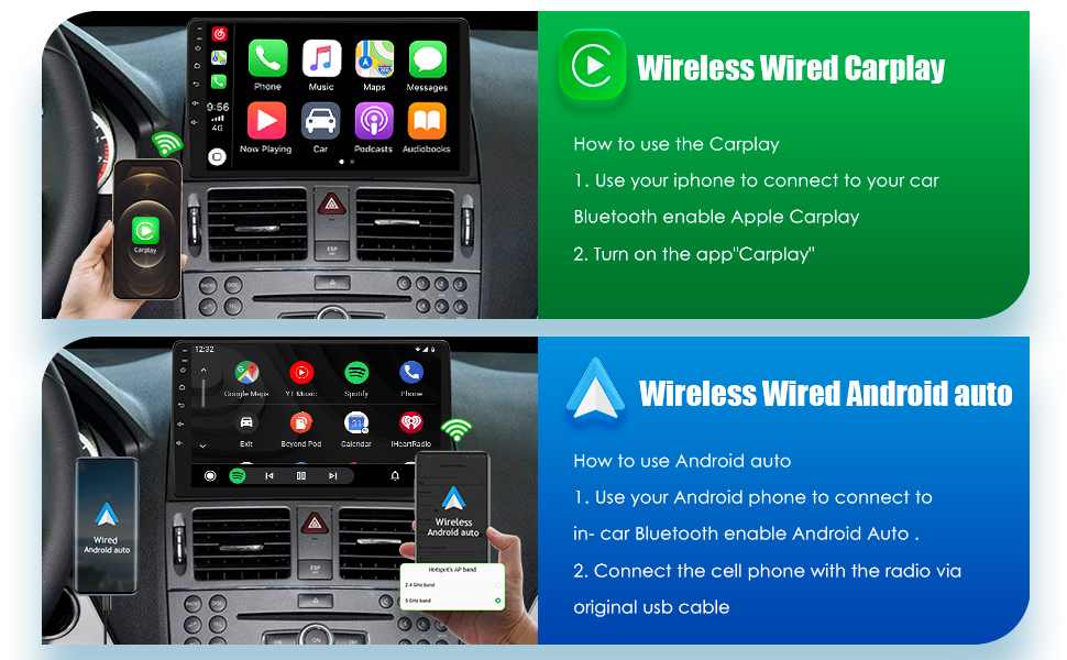 hizpo 9 Inch Android 12 Car Navigation for Benz C Class W204 S204 (2007 ...