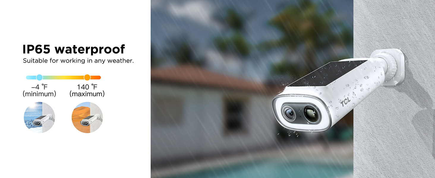 Amazon.com : TCL 2K Solar Security Camera Cam B1, Wireless Outdoor Wi-Fi Camera, Solar-Powered ...