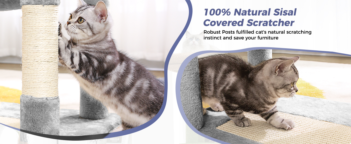 Amazon.com : Meow Sir Large Cat Tree for Large Cats 70 Inches Tall Cat Tower with Large Hammock ...