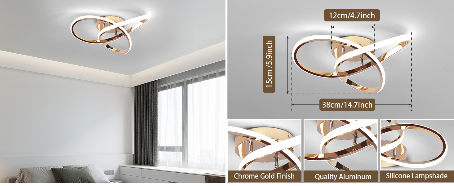 CANEOE LED Ceiling Light Fixture,3-Colors Dimmable Modern Ceiling Light ...