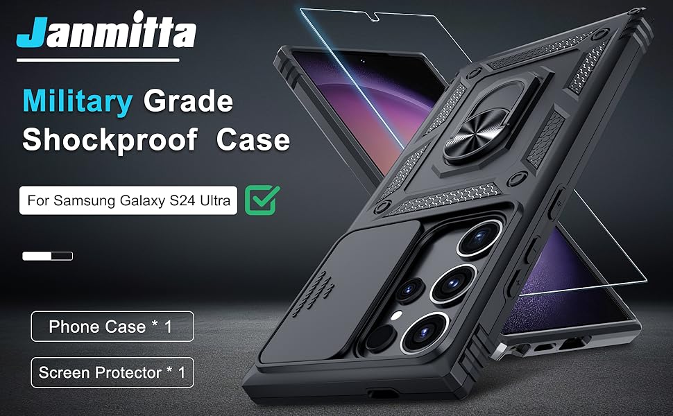 Amazon.com: Janmitta Compatible with Samsung Galaxy S24 Ultra Case Built in Slide Camera Lens ...