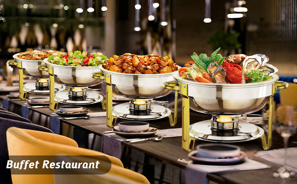 Amazon.com: PitInnov Chafing Dish Buffet Set 4 Pack, 5 QT Round Chafing Dishes for Buffet ...