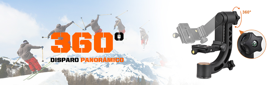 Andoer Heavy Duty 360° Panoramic Gimbal Tripod Head Aluminum Alloy 15kg ...