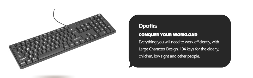 Large Print Computer Keyboard, 104 Keys Visually Impaired Keyboard ...