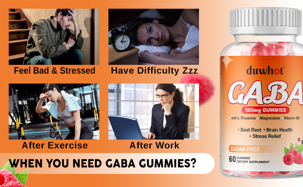 Amazon.com: duwhot GABA Gummies 500mg for Cortisol Balance, Stress Relief Gummies for Adults ...
