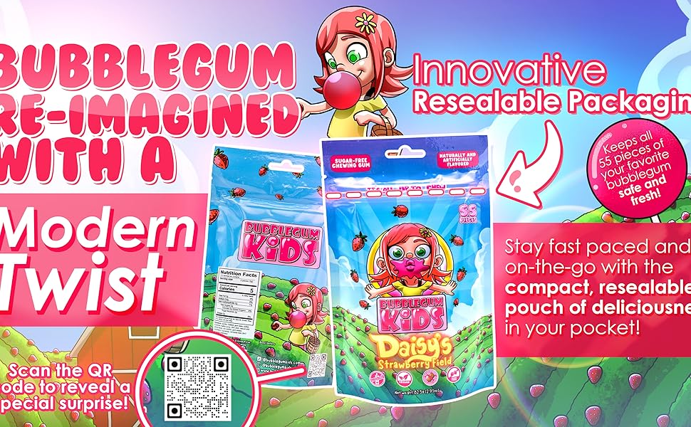 Amazon.com : Bubblegum Kids Sugar Free Gum - Bubble Gum for Kids and ...