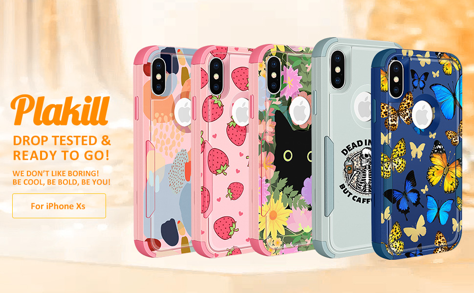 Amazon.com: Plakill for iPhone Xs Max Case, Designer Blue Pattern Heavy Duty Protective Phone ...