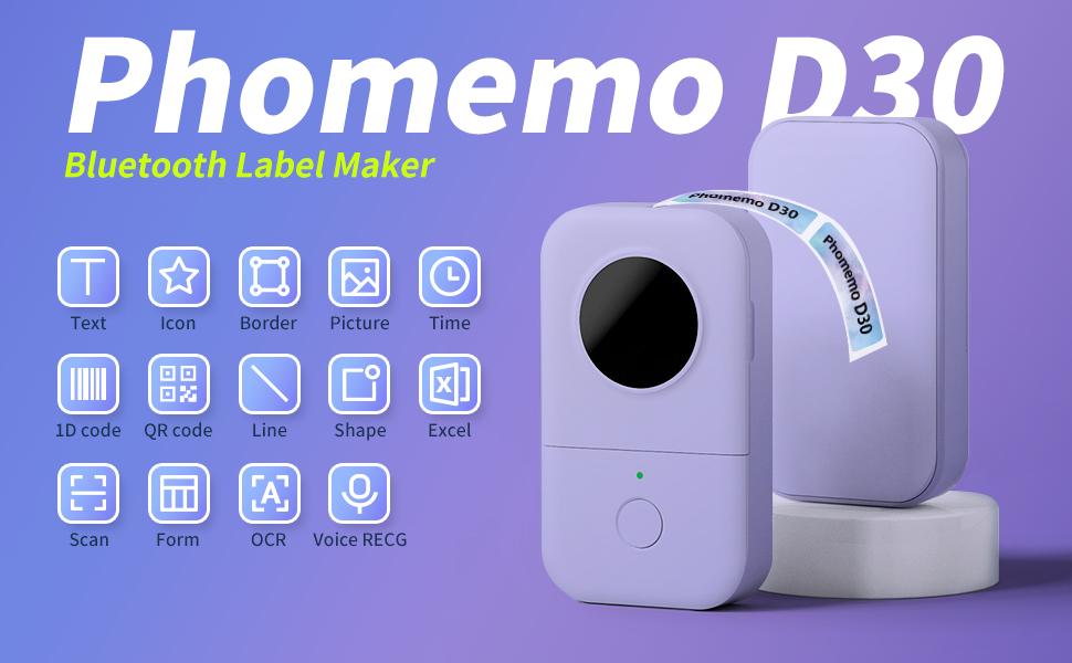 Phomemo D30 Mini Bluetooth Label Maker, Thermal Label Maker Machine ...