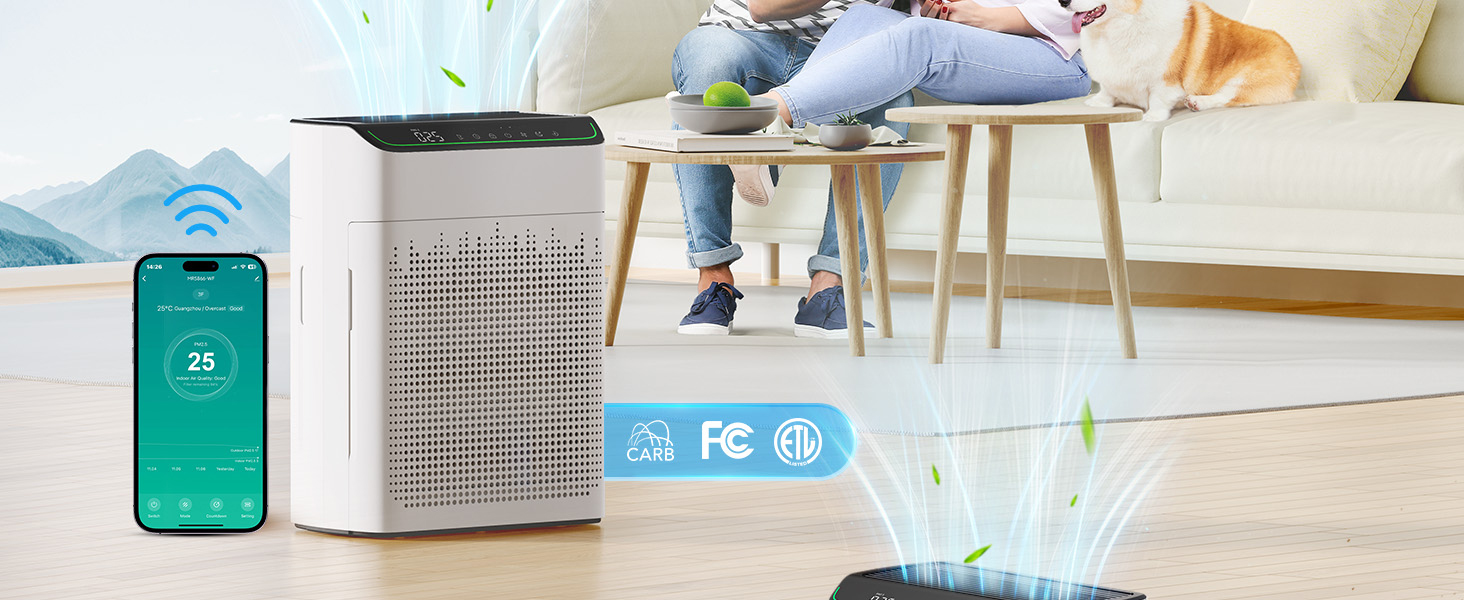 Amazon.com: MERONTE Purificador de aire para habitación grande del hogar de hasta 1690 pies ...