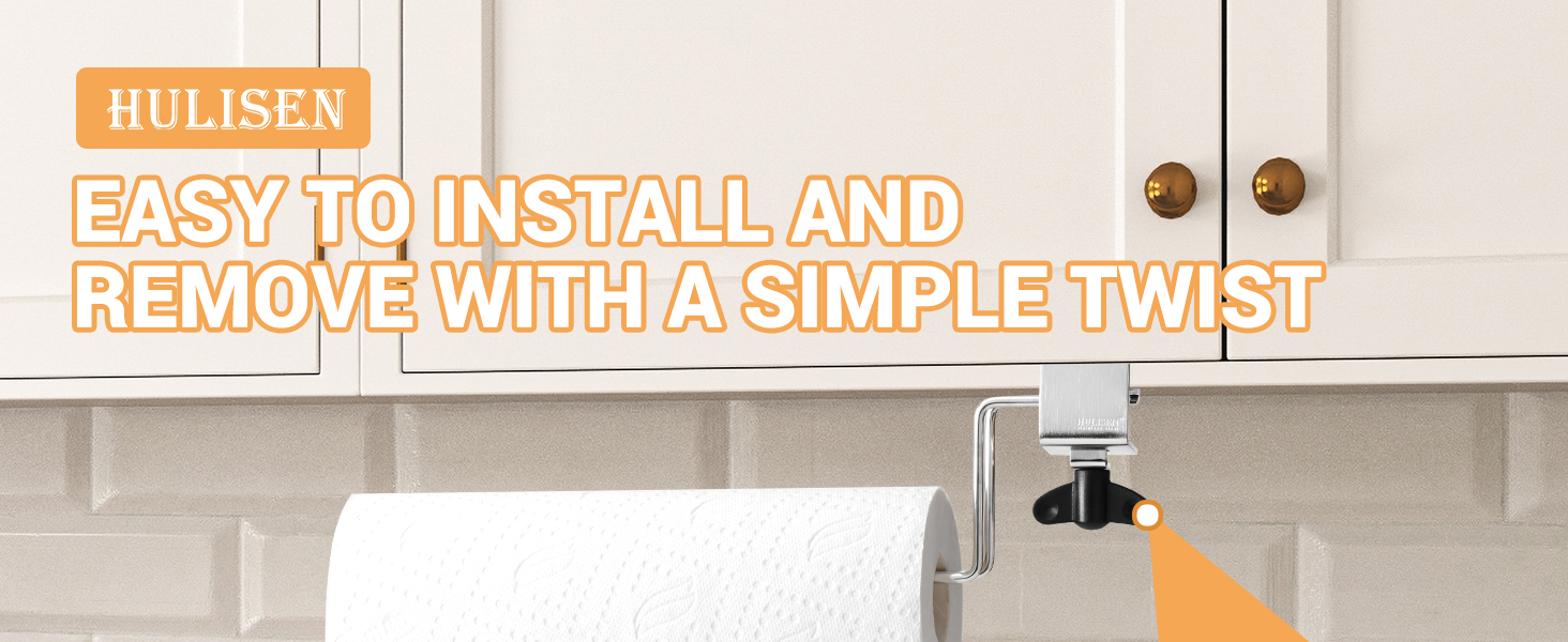 HULISEN Paper Towel Holder Under Cabinet for Kitchen, Adjustable Clip Under Counter Shelf Paper ...