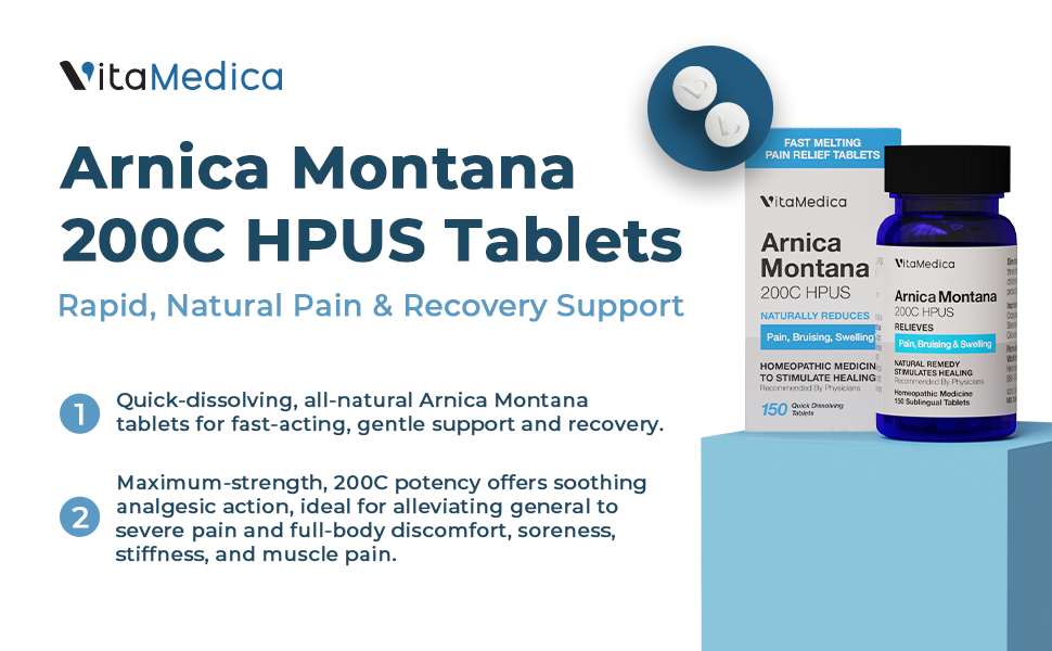 Amazon.com: VitaMedica Arnica Montana 200C Rapid Dissolve Tablets for Natural Pain, Bruising ...