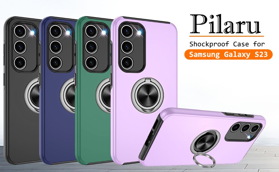 Pilaru for Samsung S23 Case with HD Screen Protector,Non-Slip ShockProof Cover with Ring ...