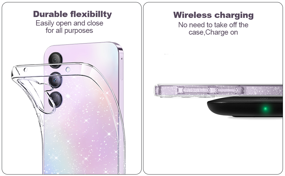 COPIKE Glitter Case for Samsung Galaxy A55 5G Case with 3 Pack Screen Protector, Bling Clear ...