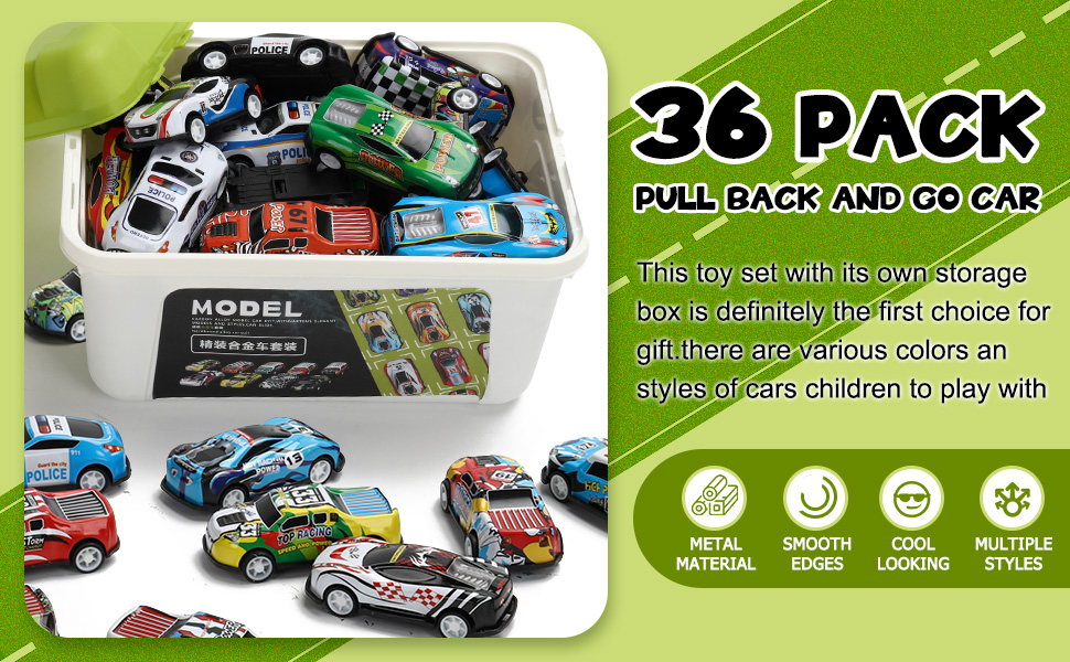 Amazon.com: 36 Pack Pull Back Toy Cars, Mini Race Cars Vehicles Bulk, Christmas Birthday Party ...