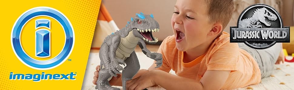 Imaginext- Dinosauro Indominus Rex, Morde e Si Muove, Giocattolo per Bambini 3+Anni, GMR16 ...