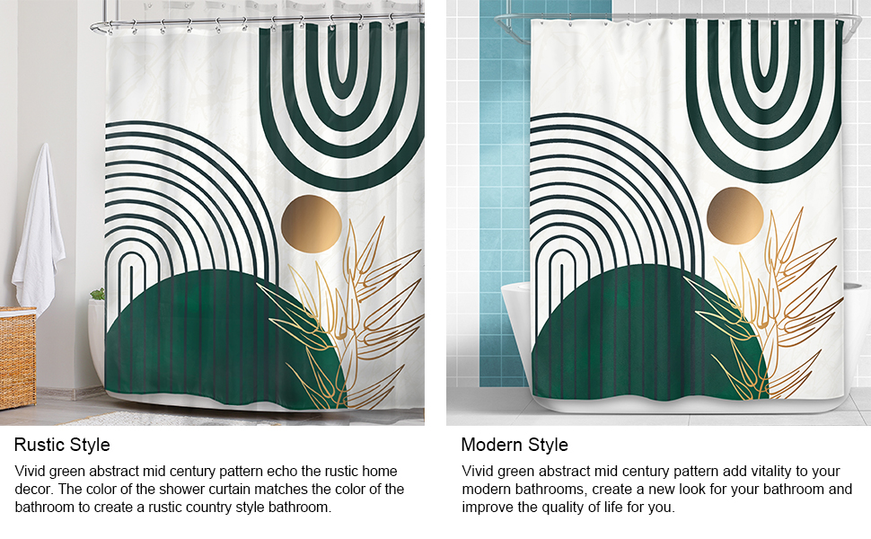 Amazon.com: KOMLLEX Abstract Green Shower Curtain for Bathroom Decor 72Wx72H Inches Boho Shower ...