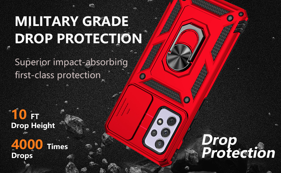 Amazon.com: Military Grade Galaxy A52 5G Case for Samsung With Kickstand Slide Camera Cover ...