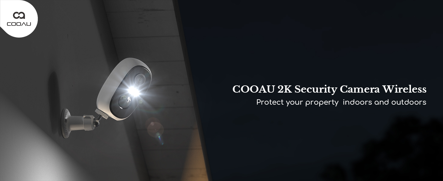 COOAU 2K Security Camera Outdoor Wireless with Rechargeable Battery, Outdoor/Indoor WiFi CCTV ...