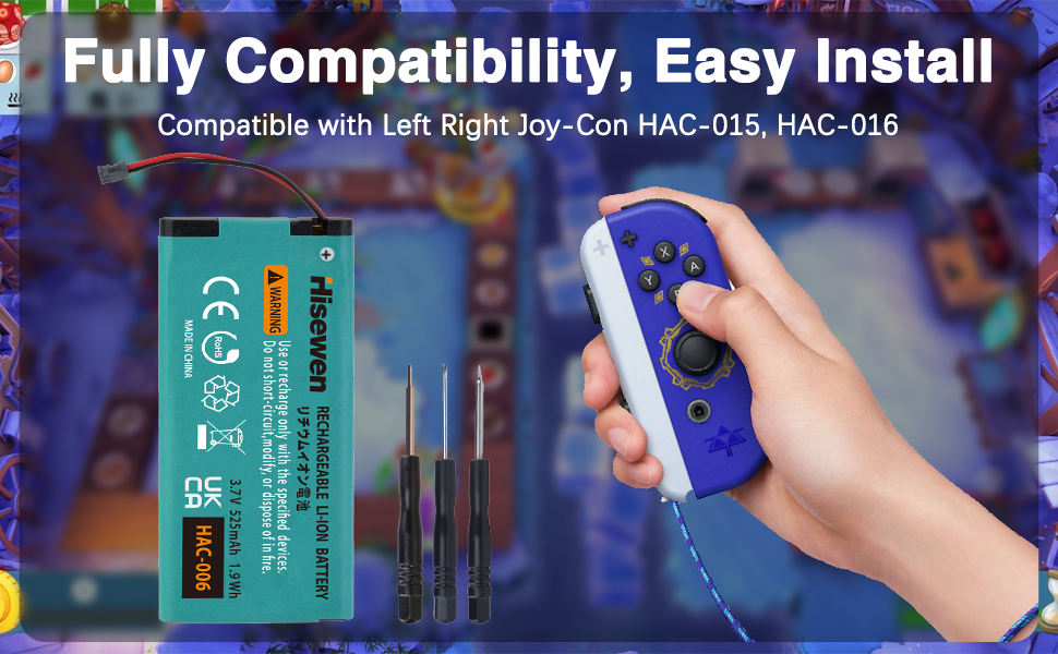 Amazon.com: Hisewen JoyCon Battery Replacement, 4 Pack HAC-006 Battery for Nintendo Switch HAC ...