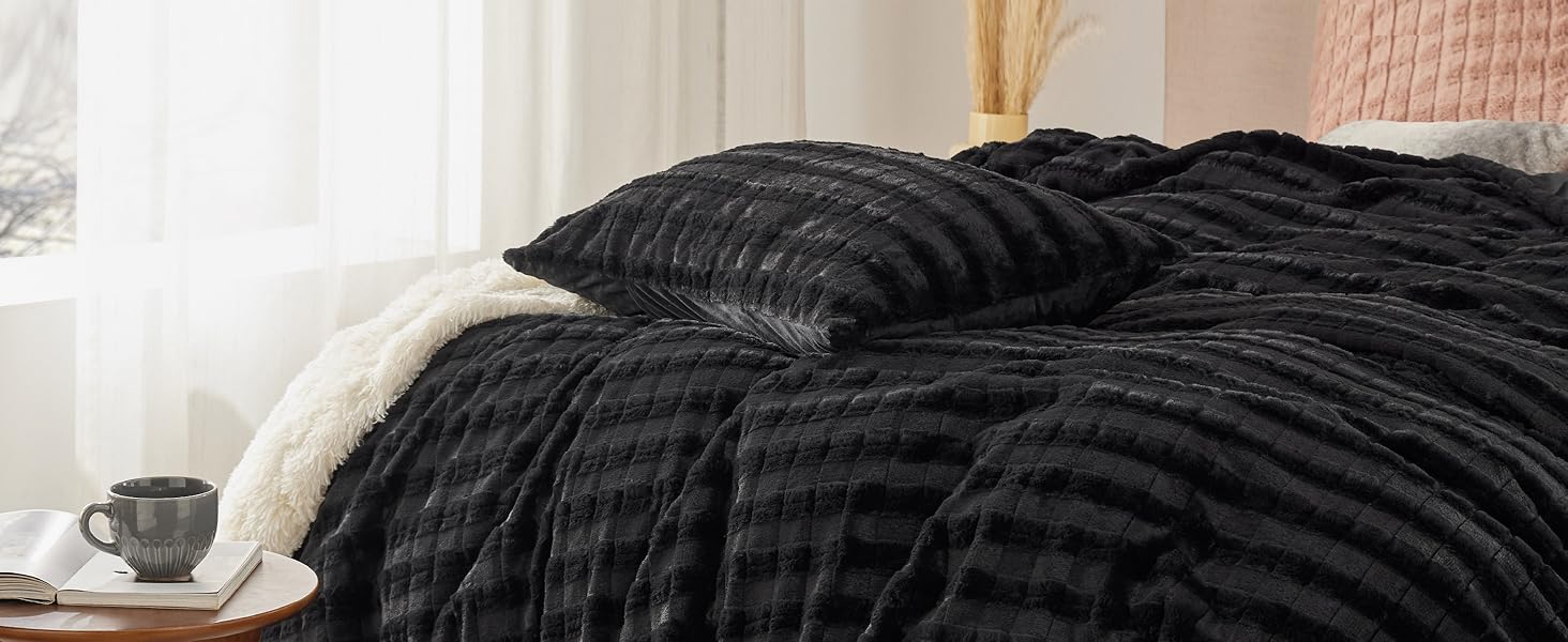 Amazon.com: Bedsure Fluffy Duvet Cover Set - Ultra Soft Plush Shaggy Comforter Cover Queen Size ...