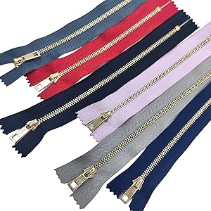 Amazon.com: Metal Zippers 10pcs #3 Close-end Non-Separating Zippers Golden Plated Bulk 10Colors ...