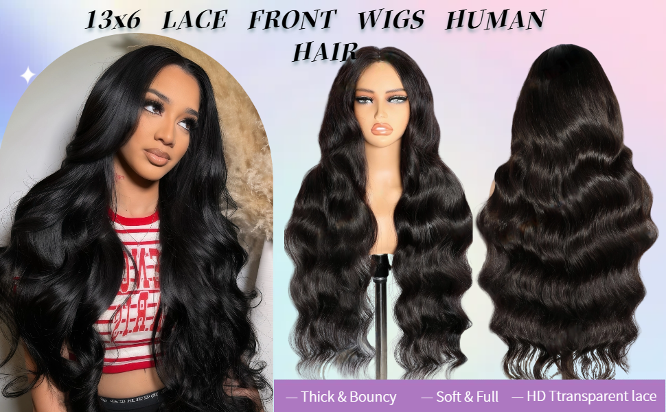 Amazon.com : 30 Inch Body Wave Lace Front Wigs Human Hair Wigs for Women 13x6 HD Lace Front Wigs ...