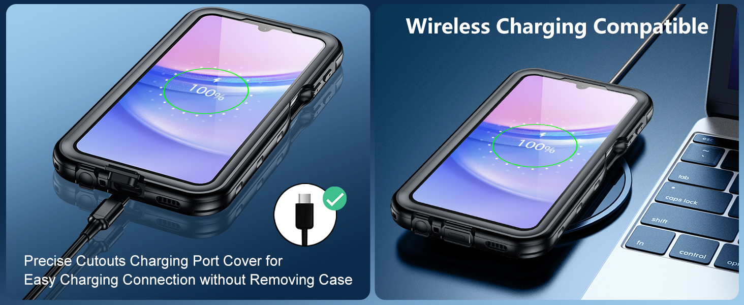 Amazon.com: SPIDERCASE for Samsung Galaxy A15 5G Case Waterproof, Built-in Lens & Screen ...