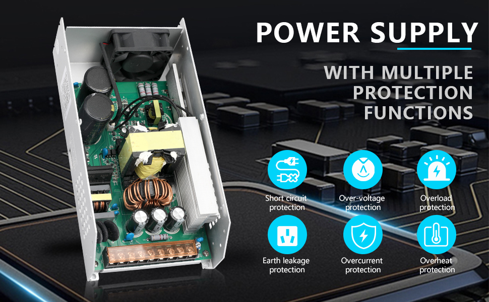 Amazon.com: NUOWEIDE DC 12V 100A 1200W Power Supply 110V AC to DC 12V Converter 100A 1200W ...