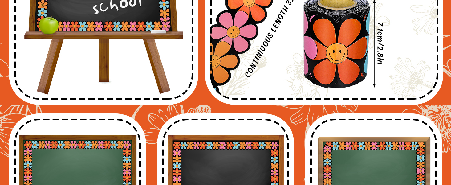 Amazon.com: Whaline 32.8Ft Groovy Smile Daisy Flower Bulletin Board ...