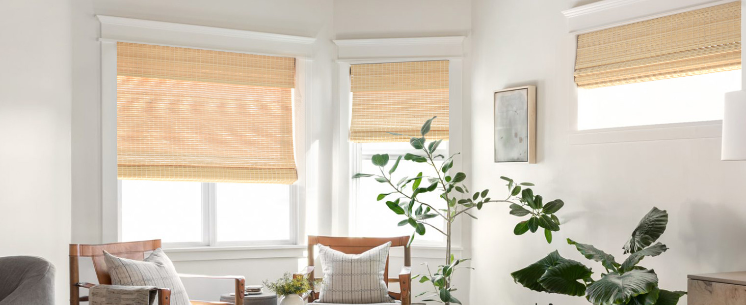 Amazon.com: LazBlinds No Tools No Drill Cordless Bamboo Roman Shades ...