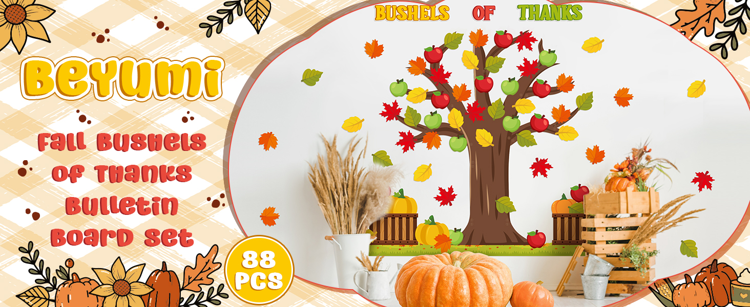 Amazon.com: BeYumi Fall Harvest Bulletin Board - 88Pcs Fall Bushels of ...