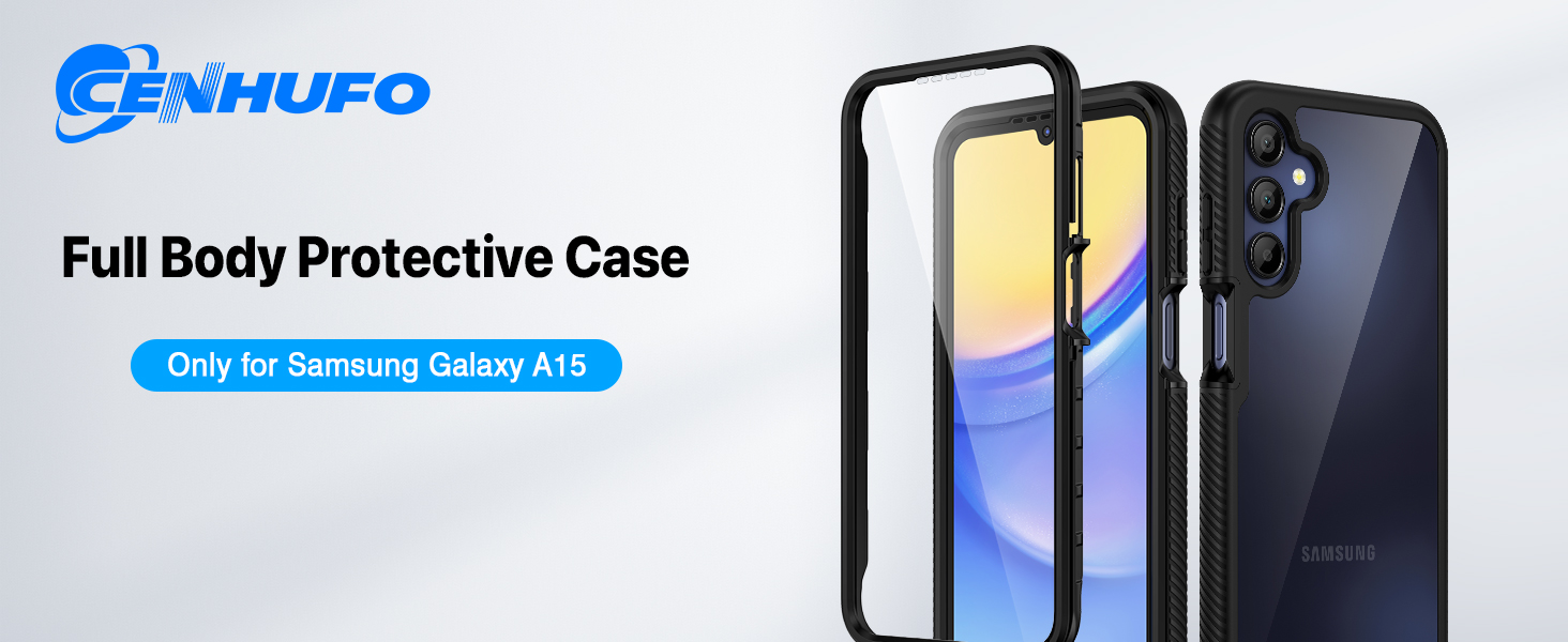 CENHUFO for Samsung A15 Case, Samsung A15 4G/5G Case Built-in Screen Protector, 360 Full Body ...