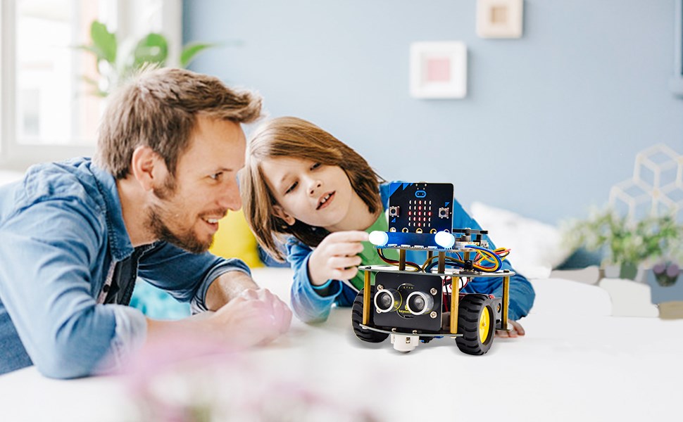 KEYESTUDIO BBC Micro:bit Robot Kit Compatible with Microbit V1, V2 ...