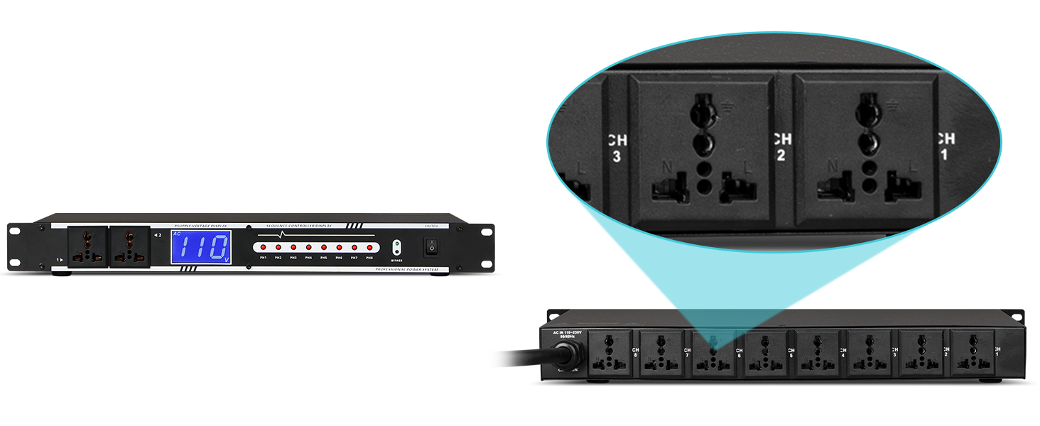 Amazon.com: Depusheng 10 Outlet Power Conditioner 10 Amp 2000w Audio Digital Power Sequencer ...