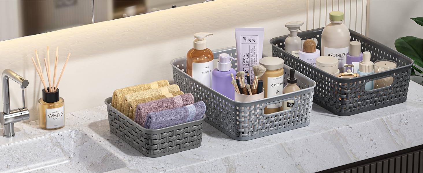 Amazon.com: 12 Pack Plastic Storage Baskets, Small Baskets for ...
