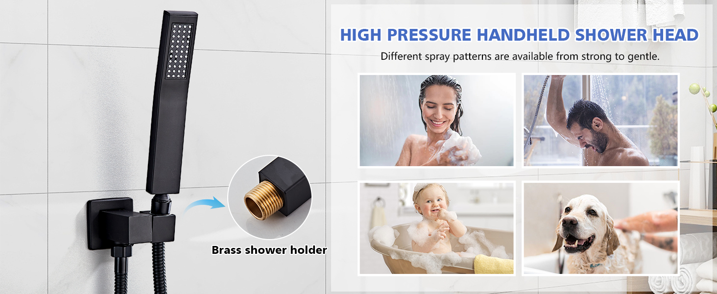 LCEVCGK Shower Faucet Set, Matte Black Rainfall Shower System Complete Wall Mounted for Bathroom ...