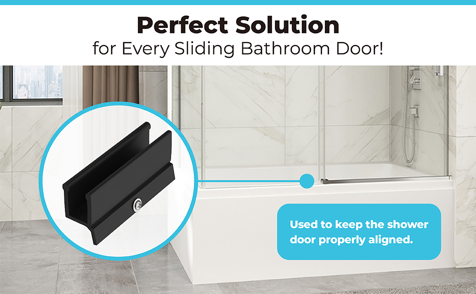 PalpitateC Black Sliding Shower Door Bottom Guide with Screw fits for Sliding Shower Doors, 1/2 ...
