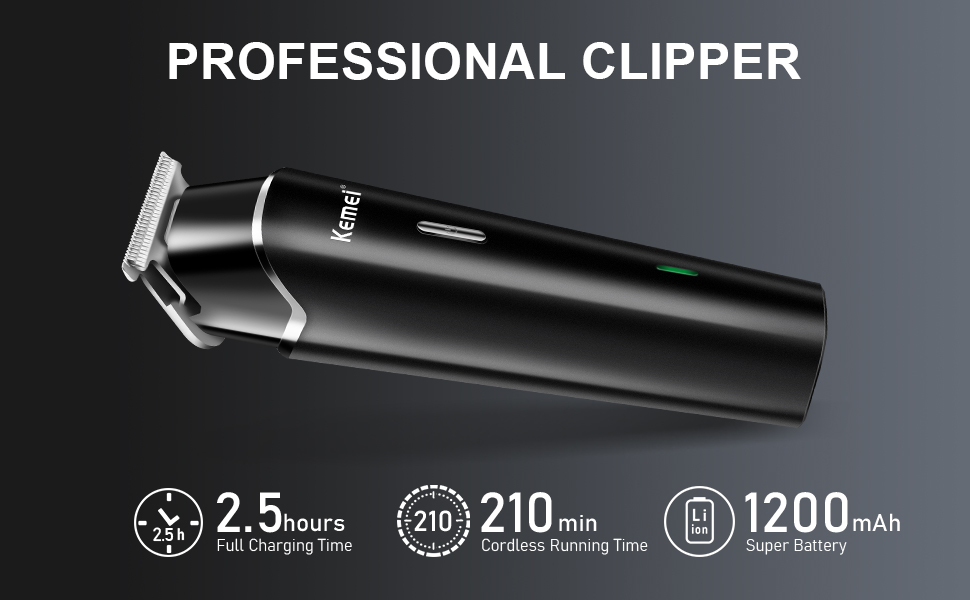 Amazon.com: KEMEI Black Hair Clippers for Men, Cordless Clippers for Hair Cutting, Professional ...