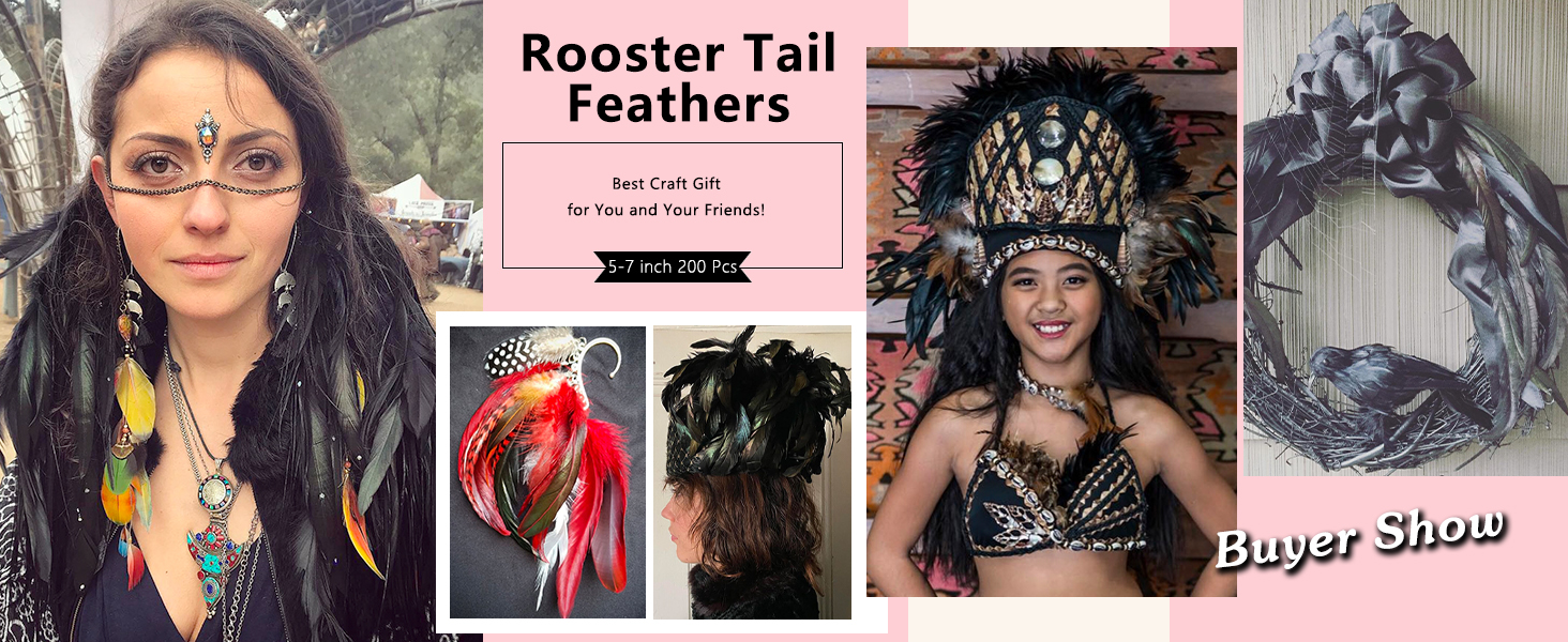 Amazon.com: SOGUGOM Black Rooster Tail Feathers - 200 pcs 5-7 inch Craft Feathers Bulk for Craft ...