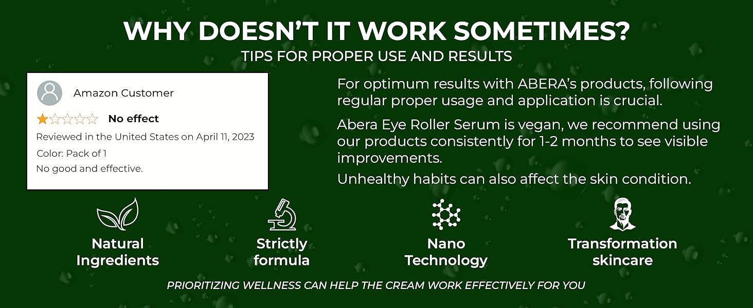 Amazon.com: Abera Eye Roller Serum – Eye Bags Treatment For Men with Mint, Vitamin C & Peptides ...