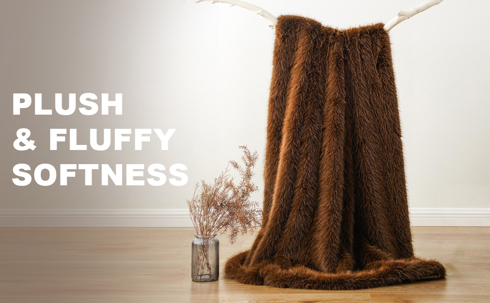 Amazon.com: BATTILO HOME Luxury Fluffy Faux Fur Throw Blanket, Golden ...