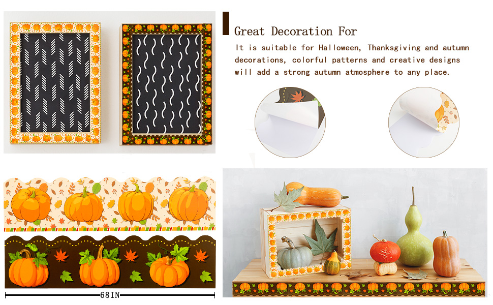 Amazon.com: Whaline 68Ft Fall Bulletin Border Sticker 60Pcs Autumn ...