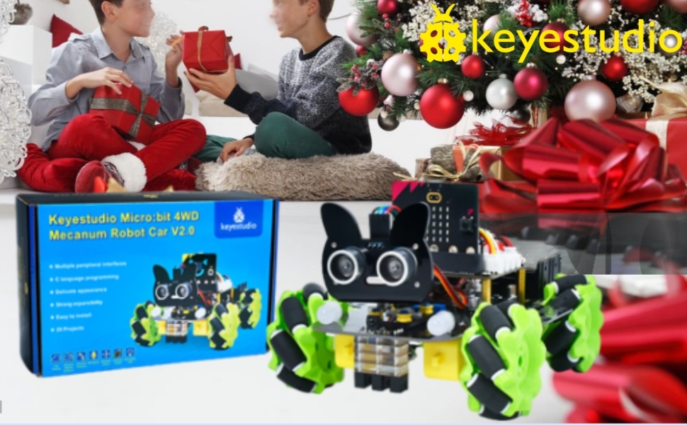 KEYESTUDIO BBC Micro:bit 4WD Mecanum Robot Car Kit Mit BBC Microbit V2 ...